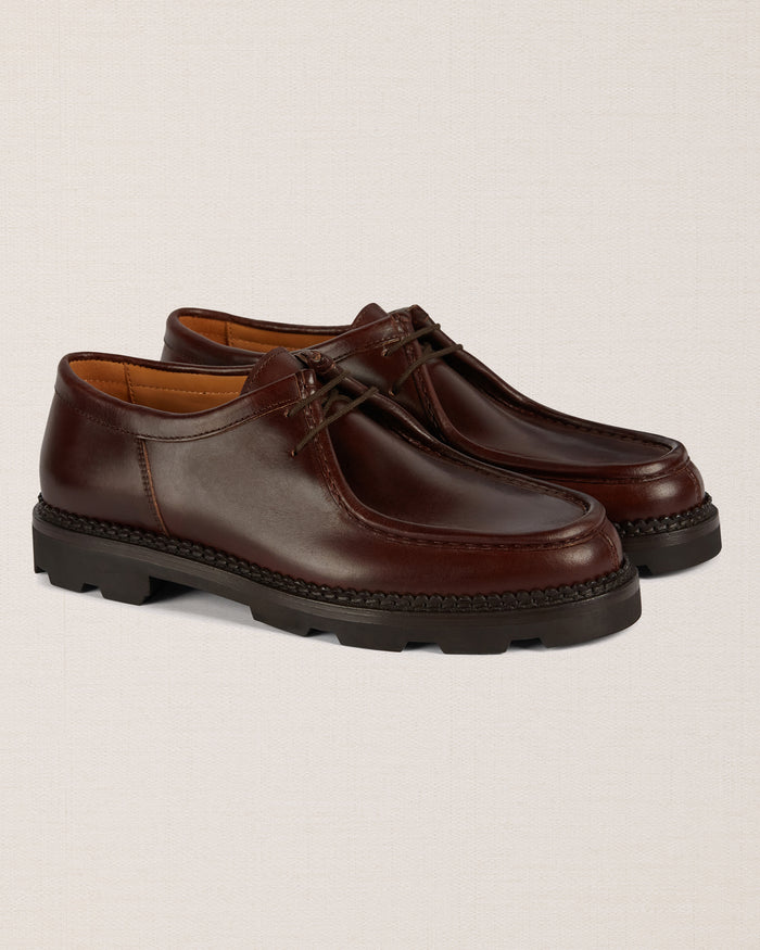 Artisanal brown leather lace-up shoes, Made in Italy | Velasca